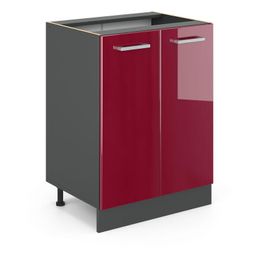 Unterschrank R-Line 60 cm Anthrazit/Bordeaux-Rot Hochglanz modern VICCO