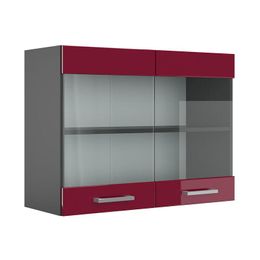 Küchenschrank Glas R-Line, Bordeaux Hochglanz, 80 cm VICCO