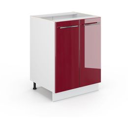 Unterschrank Fame-Line 60 cm Weiß/Bordeaux-Rot Hochglanz modern VICCO