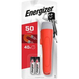 Energizer LED Taschenlampe Taschenlampe Magnet LED, Tragbare Leuchte im neuen Design mit Magnet für den Freihandbetrieb., grau|rot