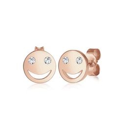 Elli Paar Ohrstecker mit Smiling Face Kristalle 925 Silber, rosa