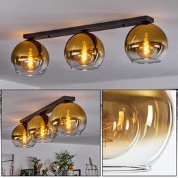 hofstein Koyoto Deckenleuchte Glas 25 cm Gold, Klar, 3-flammig