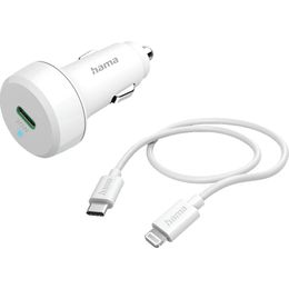 Hama Lightning auf USB-C Ladekabel + Kfz-Schnellladegerät Apple 20 Watt, Weiß