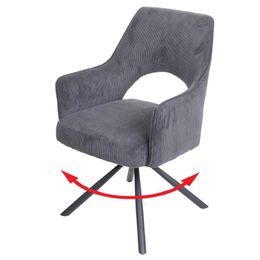 Esszimmerstuhl MCW-K30, K&uuml;chenstuhl Lehnstuhl, drehbar Auto-Position, Stoff/Textil MVG ~ Kord-dunkelgrau