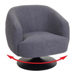 Lounge-Sessel MCW-J76, Cocktailsessel Sessel drehbar, Boucl&eacute; Stoff Metall ~ dunkelgrau
