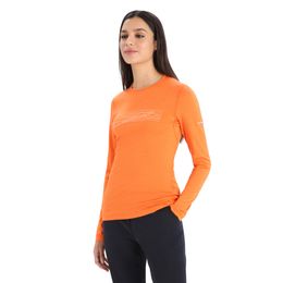 Icebreaker Merino 200 Oasis Langarmshirt Ski Stripes - Frau - Flash - Größe XL