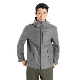 Icebreaker Gefilzte Merino Kapuzenjacke - Mann - Gritstone Heather - Größe XXL