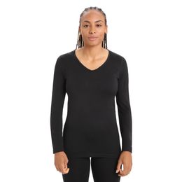 Icebreaker Merino 200 Oasis Langarmshirt mit V-Ausschnitt - Frau - Black - Größe XS