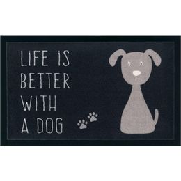 Fußmatte Hund, my home, rechteckig, Höhe: 5 mm, Rutschfest, Tiermotiv, Dog, mit Spruch, Robust, Pflegeleicht, grau