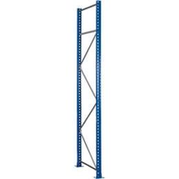 SCHULTE LAGERTECHNIK Palettenregal-Ständerrahmen S610-M18-U, unmontiert, T 1100 x H 2500 mm, Stützenbreite 76 mm, blau/verzinkt