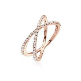 Elli Fingerring »Silberring Kreuz mit Zirkonia 925 Silber« Rosegold 54 mm Puristischer Ring für Damen