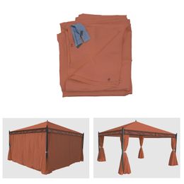 MCW 4er-Set Seitenwand f&uuml;r Pergola Calpe, Ersatzseitenwand Pavillon 4x4m, Polyester ~ terracotta-braun