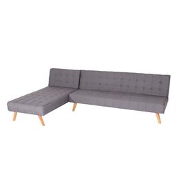 Ecksofa MCW-K38, Sofa Klappsofa, Liegefl&auml;che links/rechts, Stoff/Textil Massivholz MVG zertifiziert 256cm ~ hellgrau