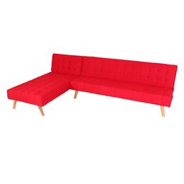 Ecksofa MCW-K38, Sofa Klappsofa, Liegefl&auml;che links/rechts, Stoff/Textil Massivholz MVG zertifiziert 256cm ~ rot