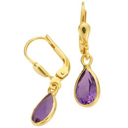 Paar Ohrhänger Lady Ohrringe Gr. Amethyst ct, Metall, goldfarben (gelbgold 375) Damen Ohrhänger