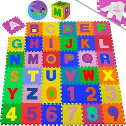 Kidiz® 86 teilige Puzzlematte Kinderspielteppich Spielmatte Spielteppich Schaumstoffmatte Kinderteppich, Puzzle Zahlen und Buchstaben Schutzmatte