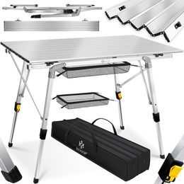 Kesser&reg; Campingtisch faltbar Klapptisch mit Aluminiumrahmen Aufrollbare Tischplatte Falttisch klappbar h&ouml;henverstellbar inkl. Tragetasche mit Trageband & Netztasche