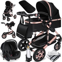 Kesser&reg; Loops Kinderwagen 4 in 1 Kombikinderwagen Komplett-Set auch als Buggy f&uuml;r Kinder bis 4 Jahre inkl. Babywanne, Babyschale + Fu&szlig;sack, Korb, Wickeltasche, Regen- & Insektenschutz & Flaschenhalter