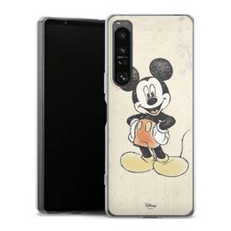 DeinDesign Handyhülle Offizielles Lizenzprodukt Mickey & Minnie Mouse Wasserfarbe, Sony Xperia 1 IV Silikon Hülle Bumper Case Handy Schutzhülle, weiß