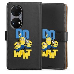 DeinDesign Handyhülle Minions Banane Film Minions Do Want, Huawei P50 Pro Hülle Handy Flip Case Wallet Cover Handytasche Leder, schwarz