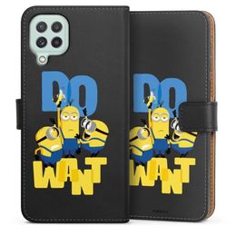 DeinDesign Handyhülle Minions Banane Film Minions Do Want, Samsung Galaxy A22 4G Hülle Handy Flip Case Wallet Cover, schwarz