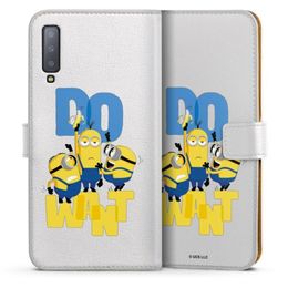 DeinDesign Handyhülle Minions Banane Film Minions Do Want, Samsung Galaxy A7 (2018) Hülle Handy Flip Case Wallet Cover, weiß