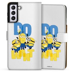 DeinDesign Handyhülle Minions Banane Film Minions Do Want, Samsung Galaxy S21+ 5G Hülle Handy Flip Case Wallet Cover, weiß