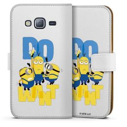 DeinDesign Handyhülle Minions Banane Film Minions Do Want, Samsung Galaxy J3 Duos (2016) Hülle Handy Flip Case Wallet Cover, weiß