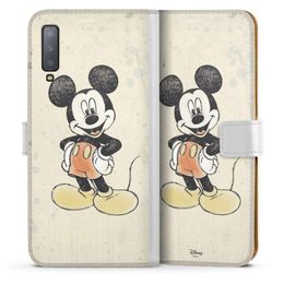 DeinDesign Handyhülle Offizielles Lizenzprodukt Mickey & Minnie Mouse Wasserfarbe, Samsung Galaxy A7 (2018) Hülle Handy Flip Case Wallet Cover, weiß