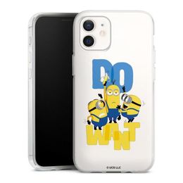 DeinDesign Handyhülle Minions Banane Film Minions Do Want, Apple iPhone 12 Silikon Hülle Bumper Case Handy Schutzhülle, weiß, transparent