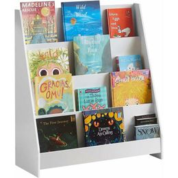 sobuy KMB32-W Kinder Bücherregal Kinderregal Zeitungsständer mit 4 Ablagefächern Aufbewahrungsregal für Kinder Büchergestell Hängefächerregal Weiß bht ca.: