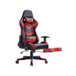 Yaheetech Gaming Stuhl Racing Stuhl Ergonomischer Drehstuhl Höhenverstellbarer Schreibtischstuhl mit Fußstütze Hohe Rückenlehne mit einstellbaren Armlehnen 150