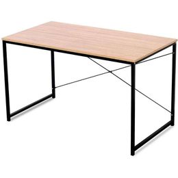 Schreibtisch Computertisch Büromöbel pc Tisch Bürotisch Arbeitstisch aus Holz und Stahl, ca.120x60x70 cm, Hell Eiche + Schwarz - natur - WOLTU