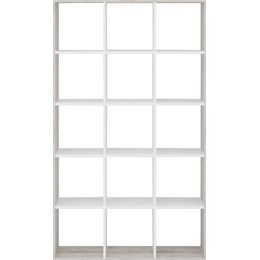 Raumteilerregal FMD "Mega" Regale Gr. B/H/T: 104,3 cm x 178 cm x 33 cm, 15 St. offene Fächer, beige (sandeiche nb, weiß) Raumteiler-Regale