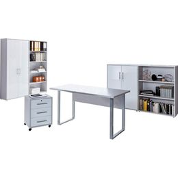 Büro-Set BMG MÖBEL "Tabor Mini Kombi 1" Arbeitsmöbel-Sets grau (lichtgrau, weiß hg) Büromöbel-Sets
