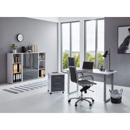 Büro-Set BMG MÖBEL "Tabor Mini Kombi 2" Arbeitsmöbel-Sets grau (lichtgrau, anthrazit hg) Büromöbel-Sets