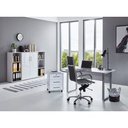 Büro-Set BMG MÖBEL "Tabor Mini Kombi 2" Arbeitsmöbel-Sets grau (lichtgrau, weiß hg) Büromöbel-Sets