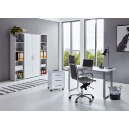 Büro-Set BMG MÖBEL "Tabor Mini Kombi 3" Arbeitsmöbel-Sets grau (lichtgrau, weiß hg) Büromöbel-Sets