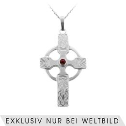 Ursula Christ Anhänger mit Kette Kreuz Silber 925 mit Granat