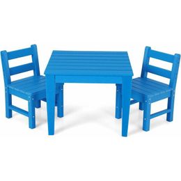 Goplus - 3 tlg Tisch Stuhlset, Kindertisch Lerntisch Set aus Holz, mit 2 Stühlen mit Rückenlehnen zum Malen Lesen Essen für Kleinkinder,