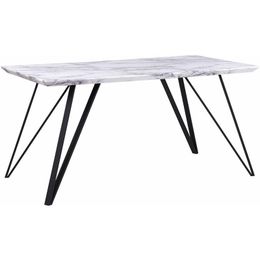 Beliani - Esstisch Weiß und Schwarz 150 x 80 cm mdf Tischplatte Marmor Optik Matt mit Metallbeinen Rechteckig Modern Glamour Esszimmer Küche