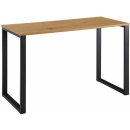 FineBuy - Schreibtisch Eiche-Dekor / Schwarz 120x60x76 cm Design Computertisch, Homeoffice Bürotisch Klein Hell, Laptoptisch Arbeitszimmer mit