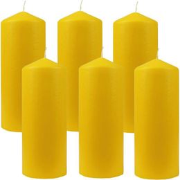 Stumpenkerzen Wachskerzen Ø8cm x 20cm ( 6er Pack ) Gelb - Lange Brenndauer, Hergestellt in EU, Kerzen Blockkerzen - Wachs Stumpen - Gelb