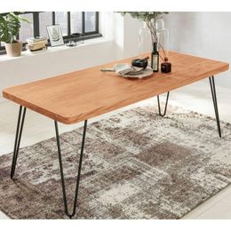 Massiver Esstisch harlem Akazie Massiv Holz, Esszimmertisch Massivholz mit Design Metall Beinen, Holztisch Tisch Esszimmer, Küchentisch - FineBuy