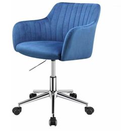SVITA - Bürostuhl höhenverstellbar Samtbezug Schreibtischstuhl Drehstuhl Blau