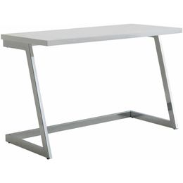 FineBuy - Schreibtisch 120x55x76 cm Hochglanz Weiß / Silber PC-Tisch mit Metallbeine, Design Computertisch, Home-Office Bürotisch, Konsolentisch