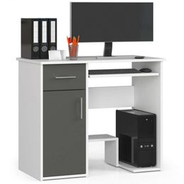 PC-Schreibtisch Jay mit Tastatur- und PC-Ablage | Office Desk | Computertisch | Bürotisch | 2 Schubladen und 2 Türablagen 1 Schublade 1 Ablagefach