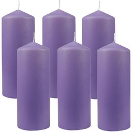 Stumpenkerzen Wachskerzen Ø8cm x 20cm ( 6er Pack ) Violett - Lange Brenndauer, Hergestellt in eu, Kerzen Blockkerzen - Wachs Stumpen - Violett