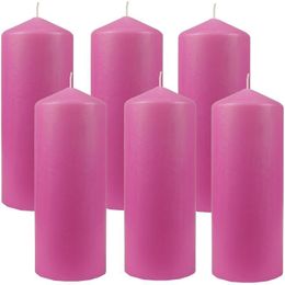 Hs Candle - Stumpenkerzen Wachskerzen Ø8cm x 20cm ( 6er Pack ) Rose - Lange Brenndauer, Hergestellt in eu, Kerzen Blockkerzen - Wachs Stumpen - Rose