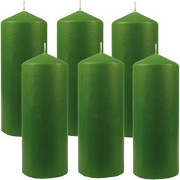 Stumpenkerzen Wachskerzen Ø8cm x 20cm ( 6er Pack ) Hellgrün - Lange Brenndauer, Hergestellt in eu, Kerzen Blockkerzen - Wachs Stumpen - Hellgrün